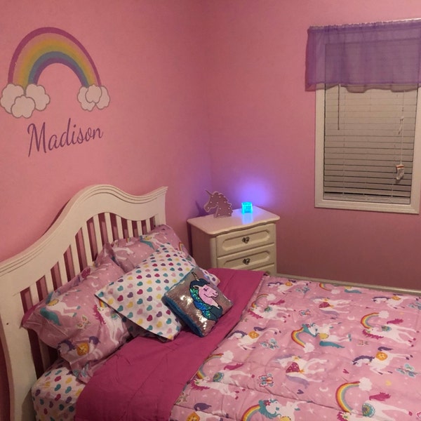 Rainbow Custom Name Wall Decal - Girls Personalized Name Rainbow Wall ...