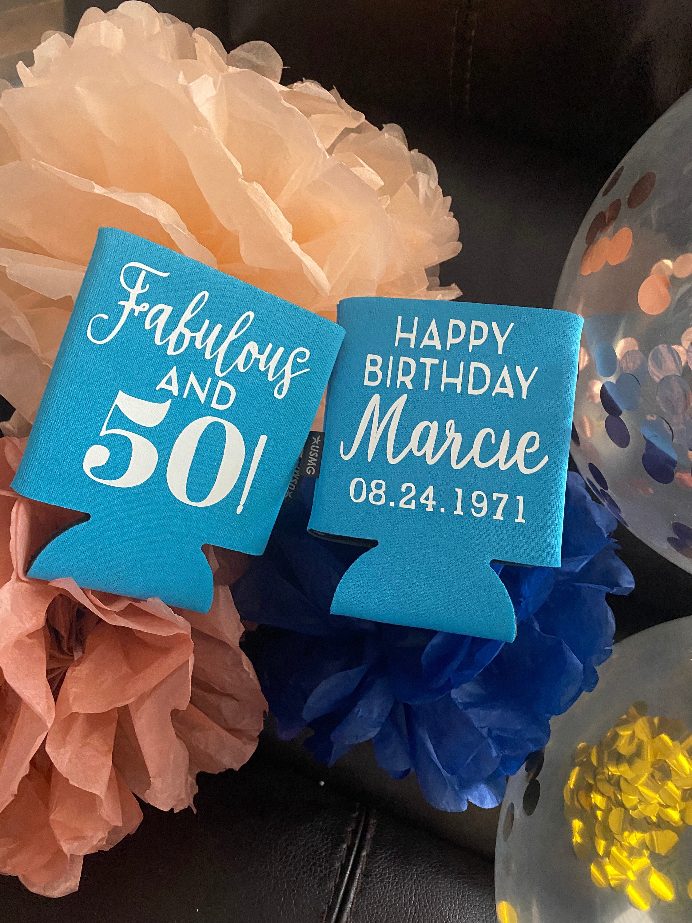 Fabulous and 50 50th Birthday Can Coolers 50 and Fabulous | Etsy