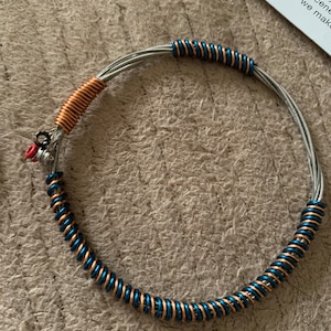 Recycled Electric Guitar String Bracelet, Styled With Sea Green and ...