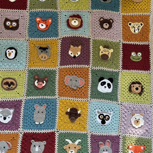 UK TERMS - PDF Crochet Pattern - Animal Kingdom Blanket - Etsy