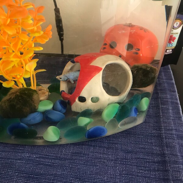 Galaxy Skull Fish Cave - MADE TO ORDER - Aquarium Decor - Small Fish ...