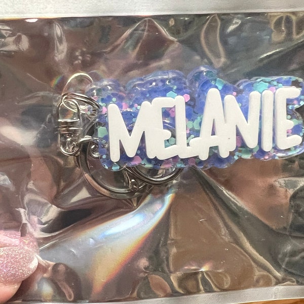 Personalized Name Keychain, Cute Dots Acrylic Keyring, Backpack Name ...