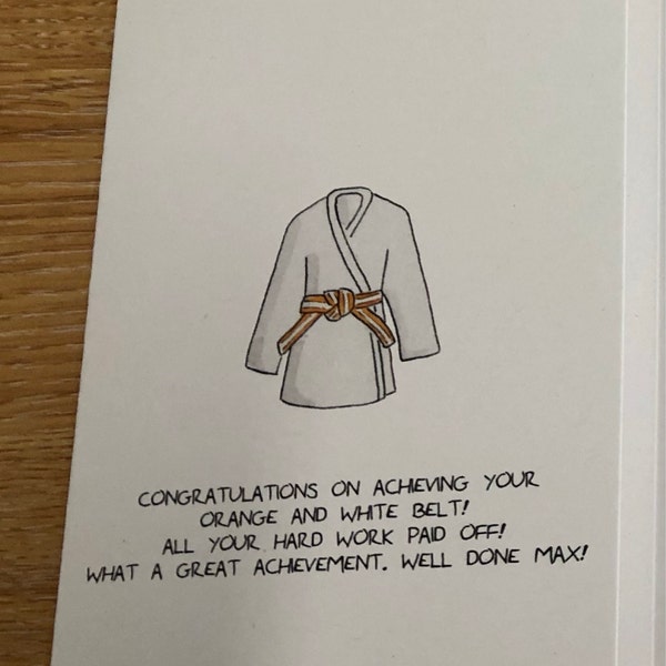 Karate, Taekwondo, Judo or MMA Belt Card (multiple Colours Available ...