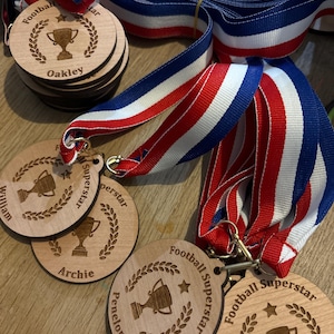Wooden School Sports Day Medals 55mm Comes Complete With Ribbon ...