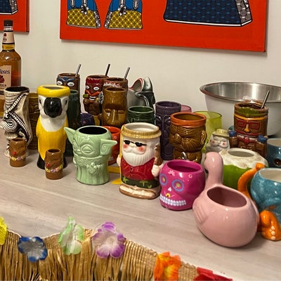 Tiki Bar Decor Tiki Bar Decoration Tiki Art Square Wooden Table Top or ...