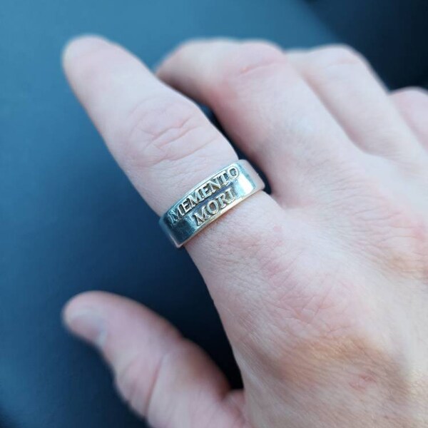 Memento Mori Ring – Sterling Silver Reminder Ring – Latin Quote Jewelry ...