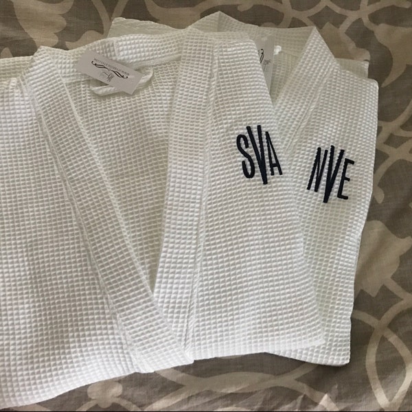 Monogrammed Cotton Robes, Waffle Spa Robe Set, Monogram Bathrobes ...