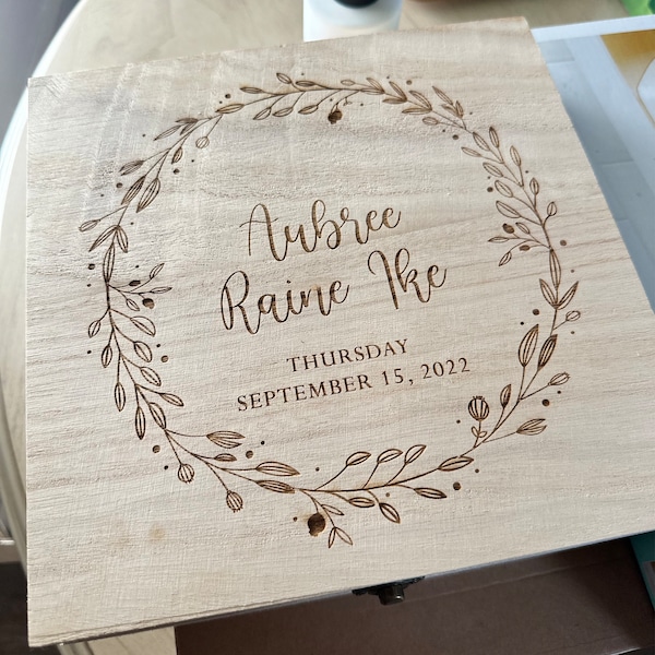 Personalised Wooden Baby Box, Engraved Baby Box, Baby Memory Box ...