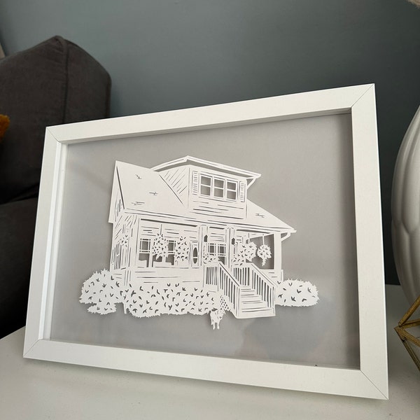 Personalised A4 House Portrait Framed Papercut, Handcut Home Cut Out ...