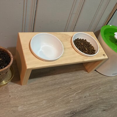 13cm Height Elegant Tilt Wooden Bowl Stand for Cats and Small Dogs ...
