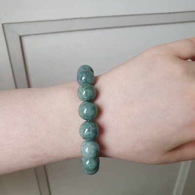 Authentic Green Jade Bracelet Bangle, Type A China Jadeite Beads ...