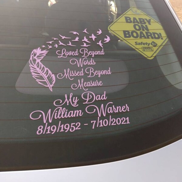 Loved Beyond Words, Missed Beyond Measure Car Decal, in Loving Memory ...