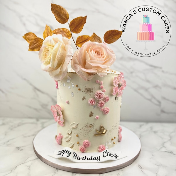 CAKE TOPPER, ROSE Wafer Paper , Edible Flowers, Wedding Cake Decor ...