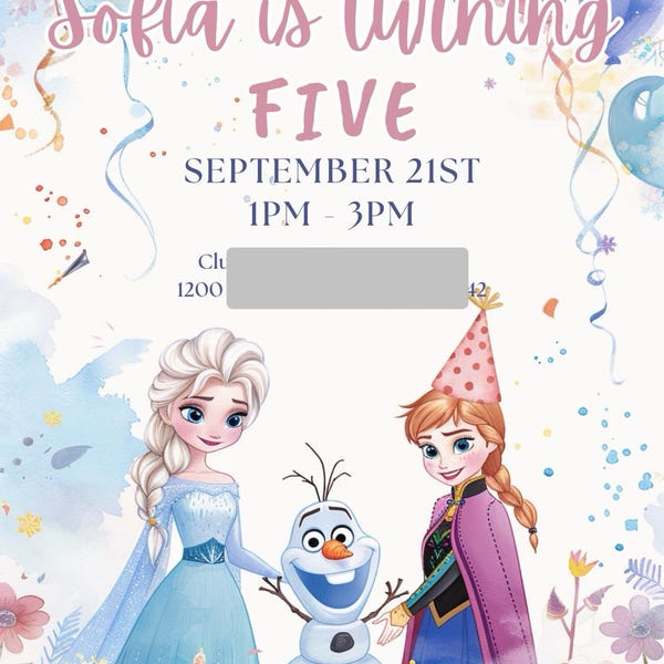 Frozen Themed Birthday Invitation for Girls Customizable Princess Elsa ...