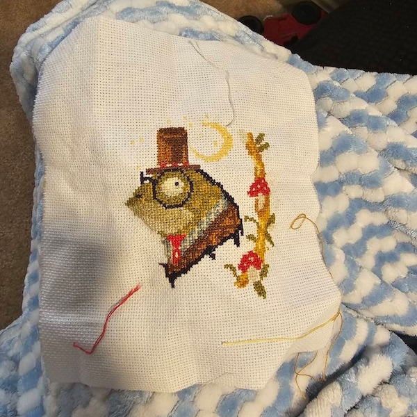 Detective Frog Cross Stitch Pattern: Whimsical Toad Embroidery (PDF ...