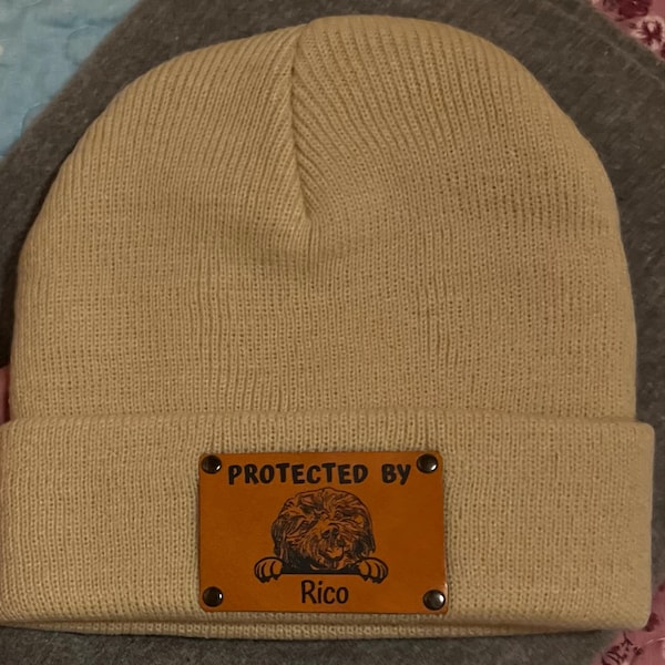Custom Baby Beanie With Vegan Leather Patch for Boy Girl, Personalized ...