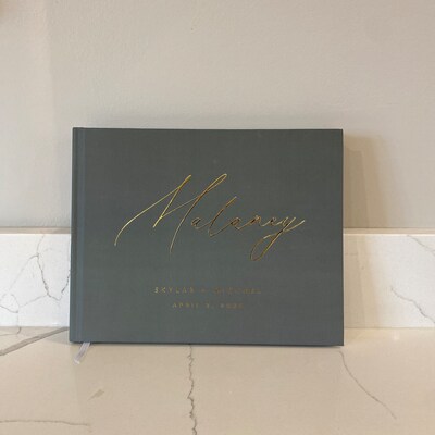 Elegant Minimal Wedding Guest Book. Minimalist Custom Hardcover Photo ...