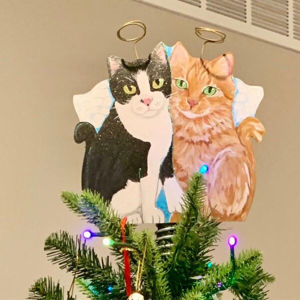 Pet Family Christmas Tree Topper, Multiple Pets, Custom Cat Tree Topper ...