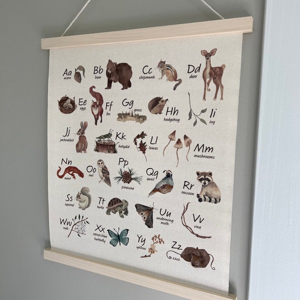 Woodland Alphabet Canvas ABC Wall Hanging for Kids Homeschool Decor for ...