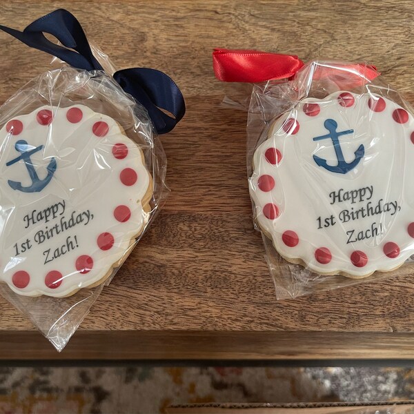 Anchor Cookies, Personalized (3.75" Sized, Bowed) - Next Ship Date is ...
