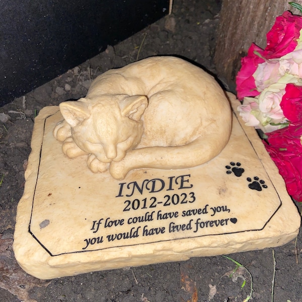 Cat Memorial Stone, Personalized Cat Memorial Gift, Cat Grave Markers ...