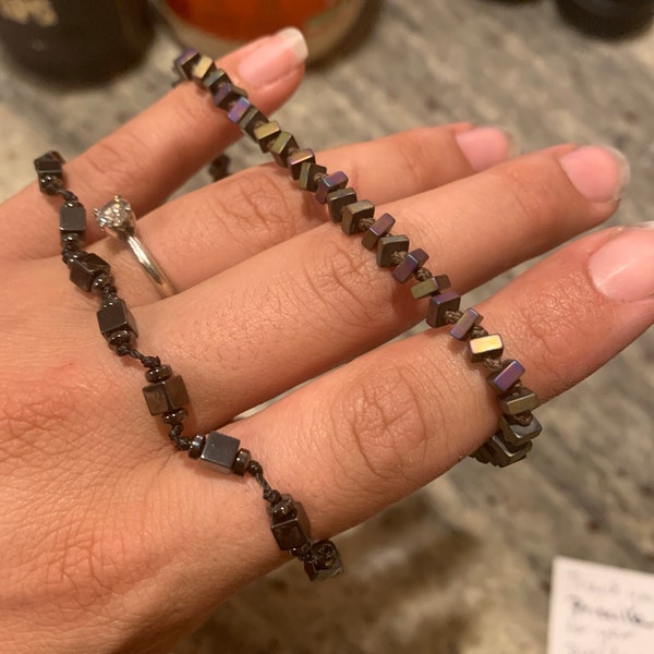 Puca Shell Necklace. Square Puca Shells Beads Strung on Wire. Silver ...