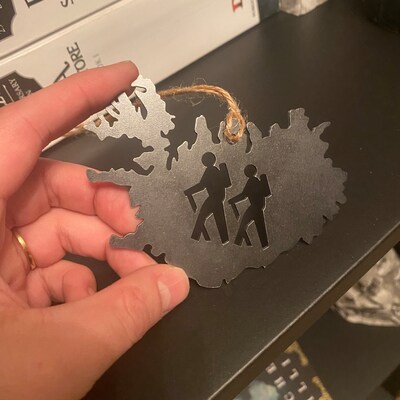 Iceland Hiking Ornament With 2 Hikers Cut Outs Made From Raw Steel ...