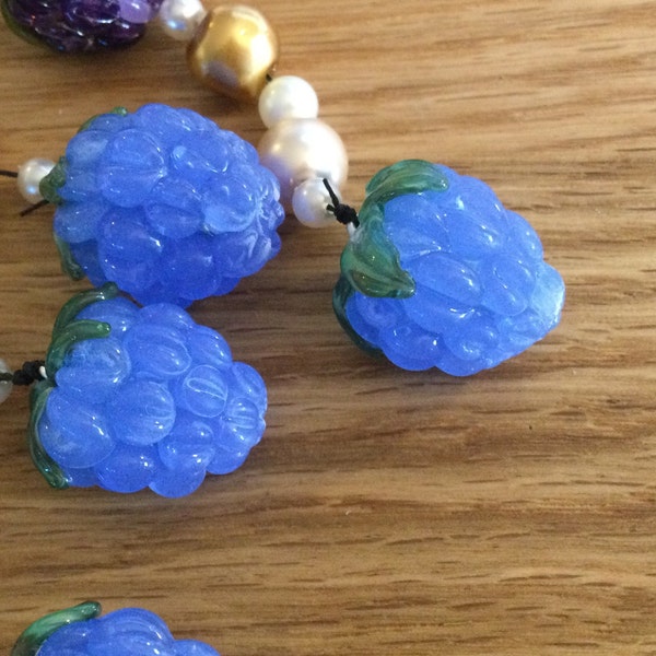 Glass Raspberry Bead 1p, Light Periwinkle, Raspberry Beads, Lampwork ...