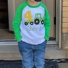 Monogram Tractor Birthday Raglan Tee, Farm Birthday Shirt, Tractor ...