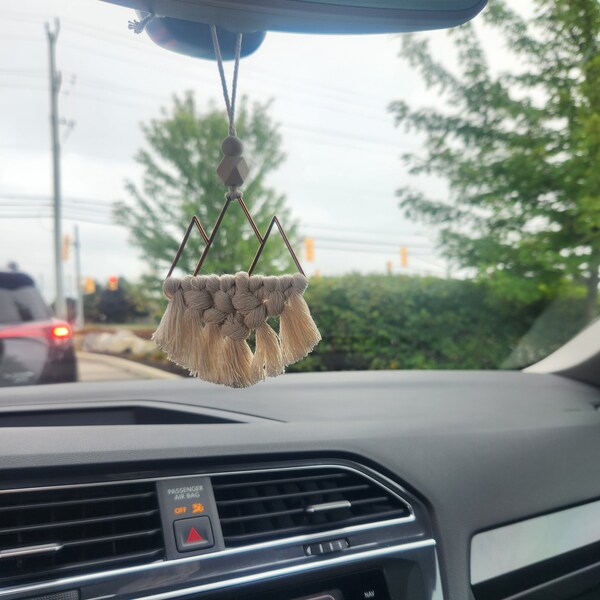 Macrame Car Charm, Christian Themed Car Decor, Macrame Car Diffuser ...