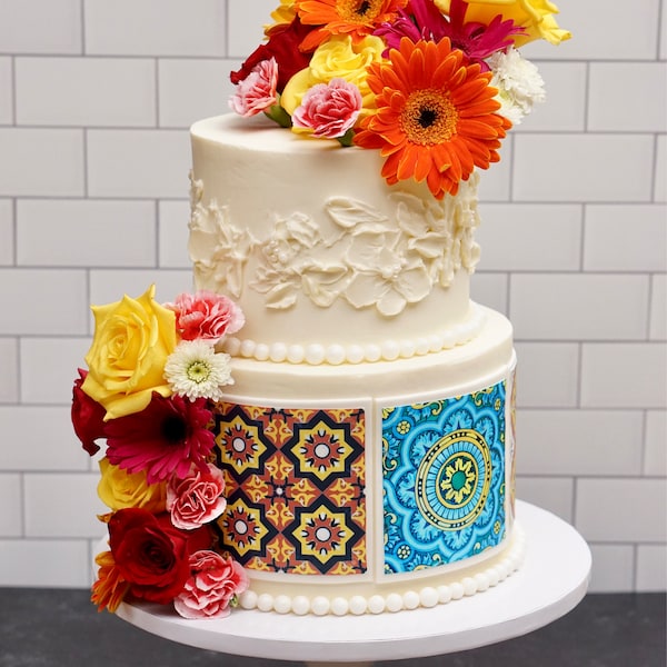 Edible Image Spanish Tile Wedding Favors Tile Cookies Custom Edible ...