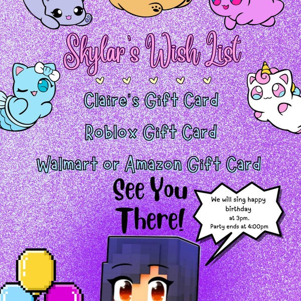 Aphmau Friends Editable Printable Birthday Party Invitation, Editable ...