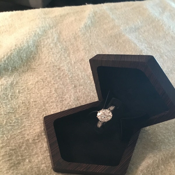 Thin Rotating Engagement Ring Box, Ring Box, Anniversary Gift, Wooden ...