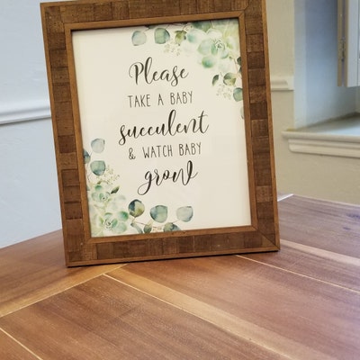 Watch Baby Grow Sign, Succulent Baby Shower, Succulent Favor Sign ...