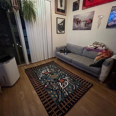 Leopard Area Rug, Animal Print Rug, Green Area Rug Carpet, Hand Tufted ...