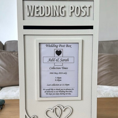 Personalised White Wedding Card Post Box New Design Locking / Lockable ...