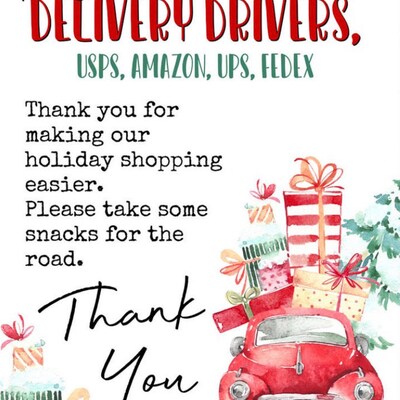 Delivery Driver Sign, Essential Worker Thank You, Snack Basket / Treat ...