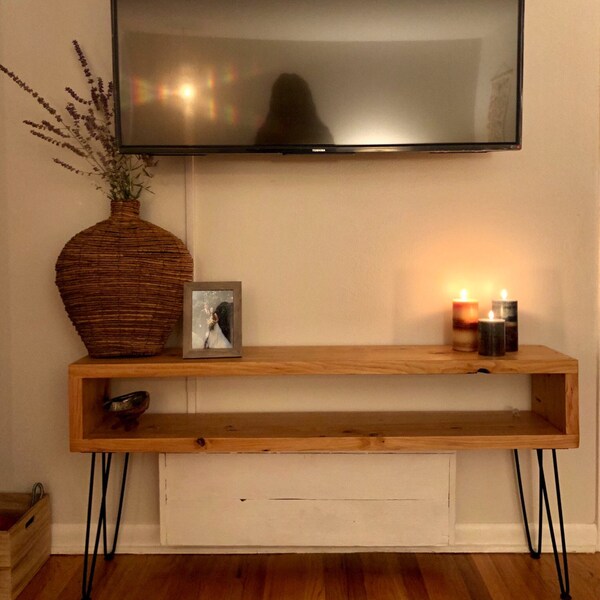 Media Console TV Table With Mid Century Hairpin Legs - Etsy