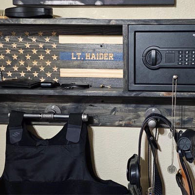 Police Duty Gear Rack With Lockbox Safe FREE Metal Miranda Card - Etsy