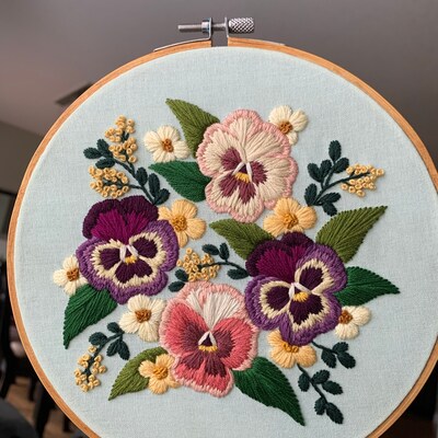 Pansy Embroidery Pattern. Beginner Embroidery. PDF Embroidery Pattern ...