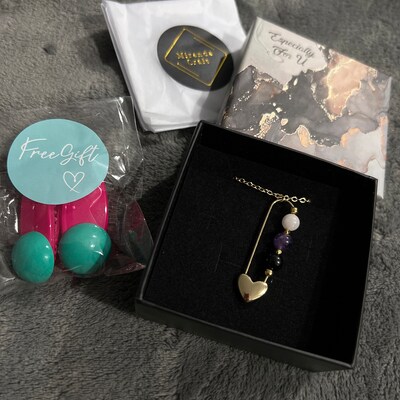 Handmade Empath Protection Necklace, Dainty Heart Safety Pins With ...