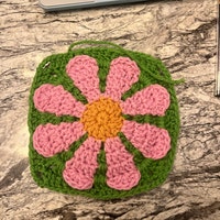 Retro Daisy Square Pattern Floral Granny Square DIY Crochet Flower ...