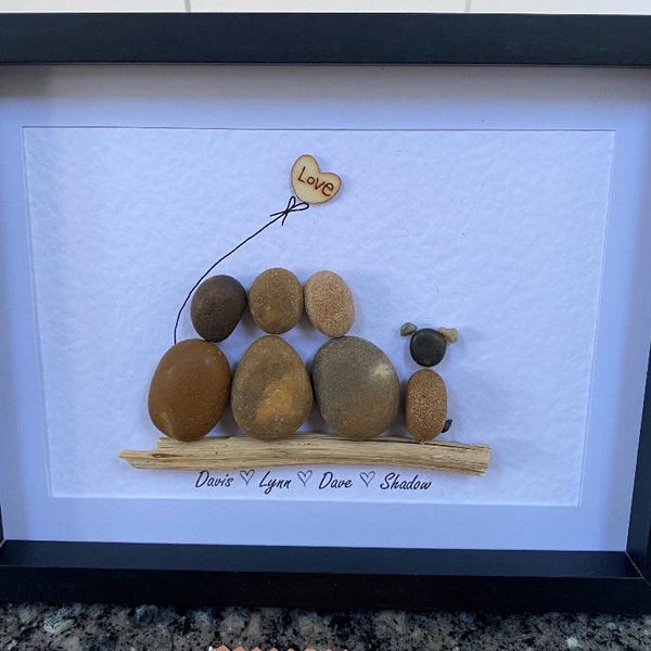 Personalised Anniversary Card, Pebble Art, Handmade and Customisable ...