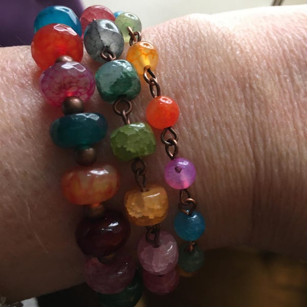 Star Cha Cha Bracelet, Nebula Color Mix, Half Mirrored Glass Beaded ...