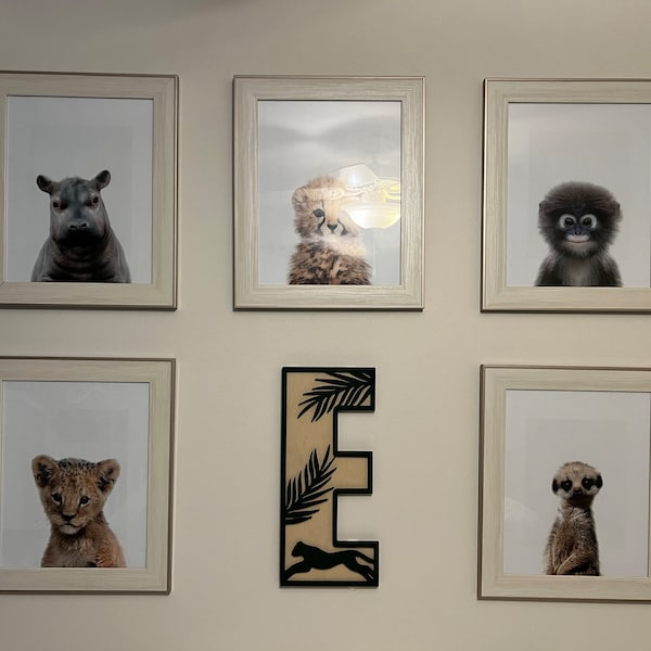 Safari Jungle Animal Wall Decor Wood Nursery Letters Name Sign Layered ...