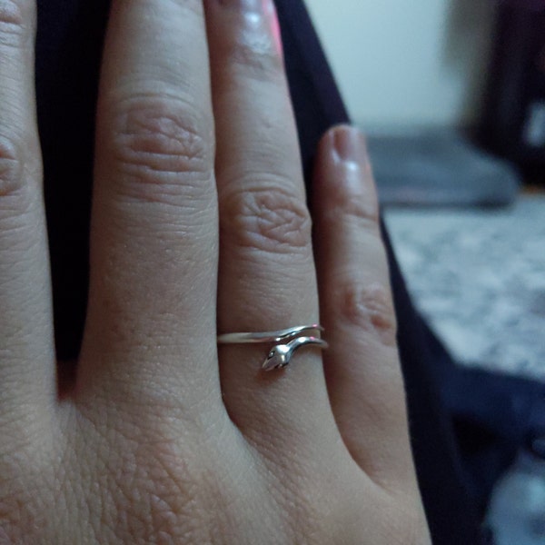 Sterling Silver Snake Serpent Adjustable Ring, Minimalist Snake Ring ...
