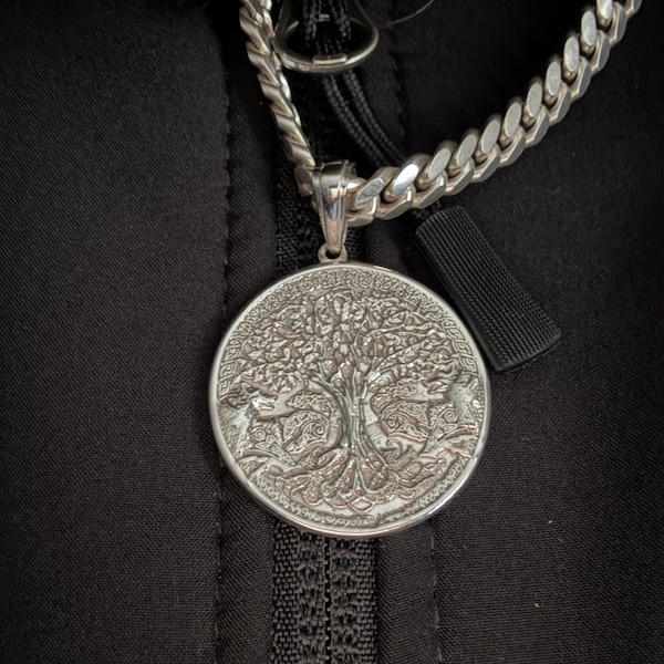 Tree of Life With Wolf Handmade Sterling Silver Charm Necklace ...