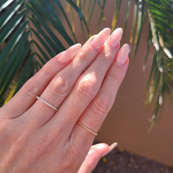 Fishtail Diamond Wedding Band, Solid Gold Full Eternity Ring, Fish Tail ...
