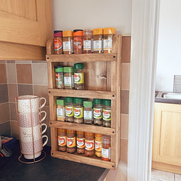Handmade Wooden Rustic Spice/herb Rack/ Kitchen Storage/spice Shelf ...