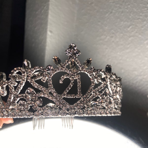 21 Tiara 21st Birthday Party Accessories Supplies, Crown Silver (21 ...